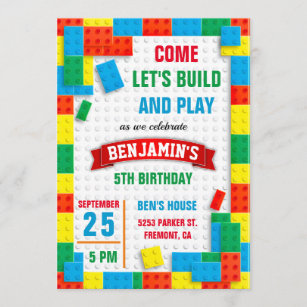 EDITABLE Building Block Invitation Building Blocks Birthday Party Let's ...