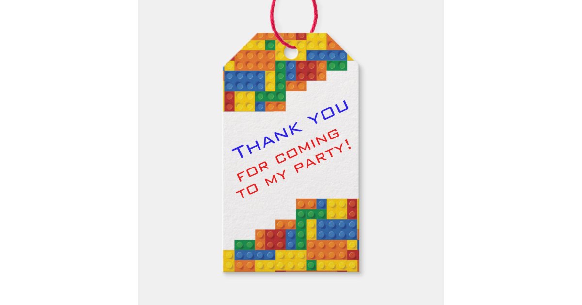 Colorful Bricks Building Blocks Party Favor Gift Tags | Zazzle