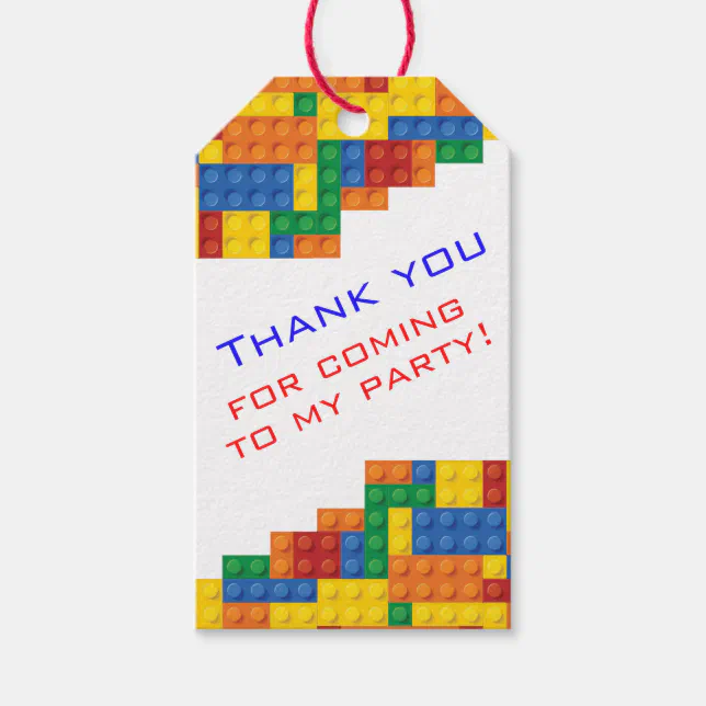 Colorful Bricks Building Blocks Party Favor Gift Tags | Zazzle