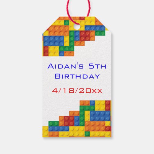 Colorful Bricks Building Blocks Party Favor Gift Tags | Zazzle