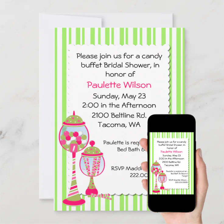 Colorful Bridal Shower Candy Buffet Invitation | Zazzle