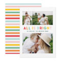 colorful bright 2 photo modern Christmas simple Holiday Card | Zazzle
