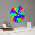 Colorful Bright Rainbow Personalized Large Clock | Zazzle