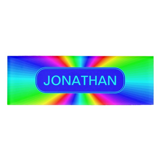 Colorful Bright Rainbow Personalized Name Tag | Zazzle.com