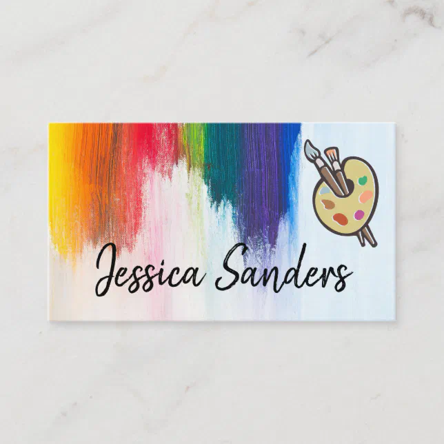 Colorful | Brush Strokes | Artist | Paint Brushes Business Card | Zazzle