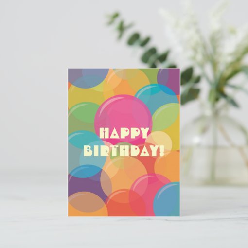 Colorful Bubble Party Birthday Greeting Postcard | Zazzle