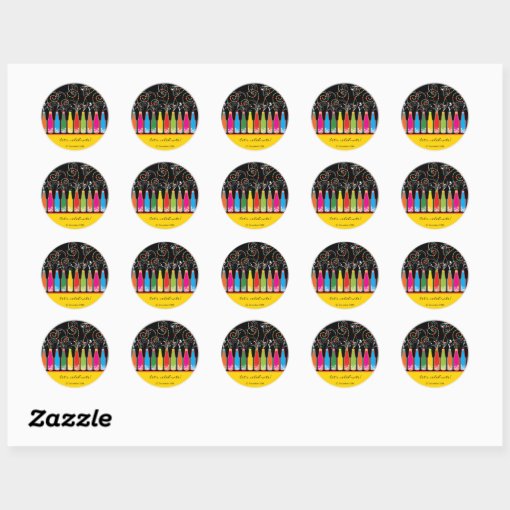 Colorful Bubbly Bottles Celebration Party Sticker | Zazzle
