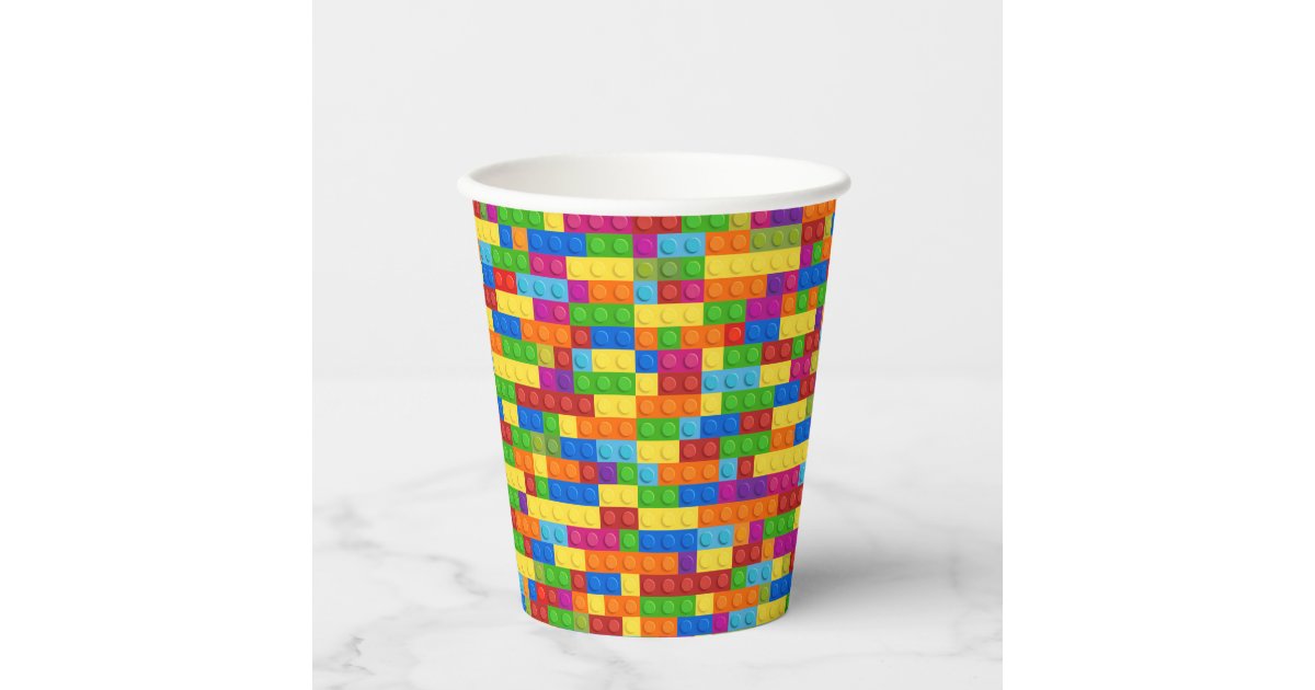 Colorful Building Block Pattern Paper Cups | Zazzle