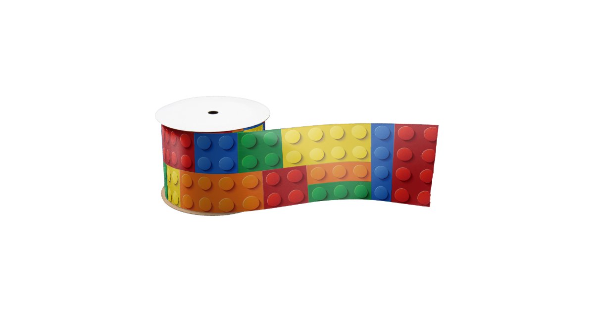 Colorful Building Bricks Blocks | Custom Satin Ribbon | Zazzle