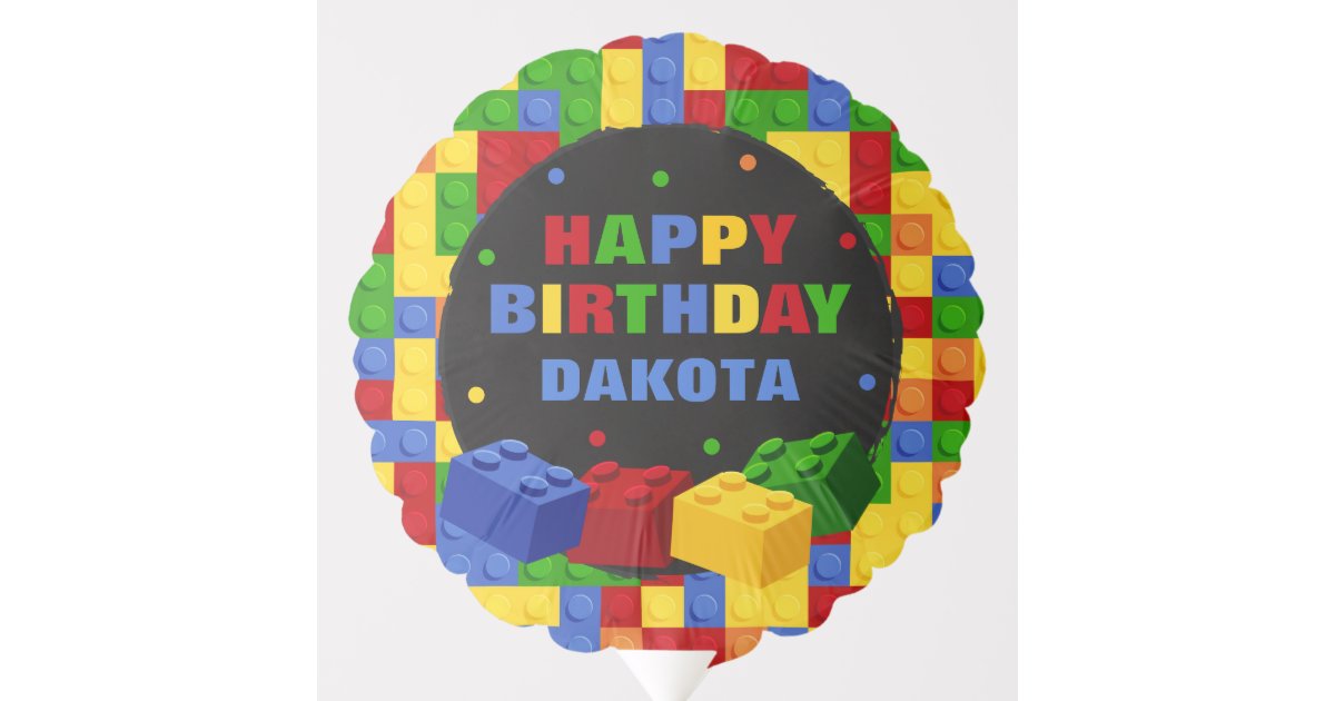Colorful Building Bricks Boy Birthday Blocks Balloon | Zazzle