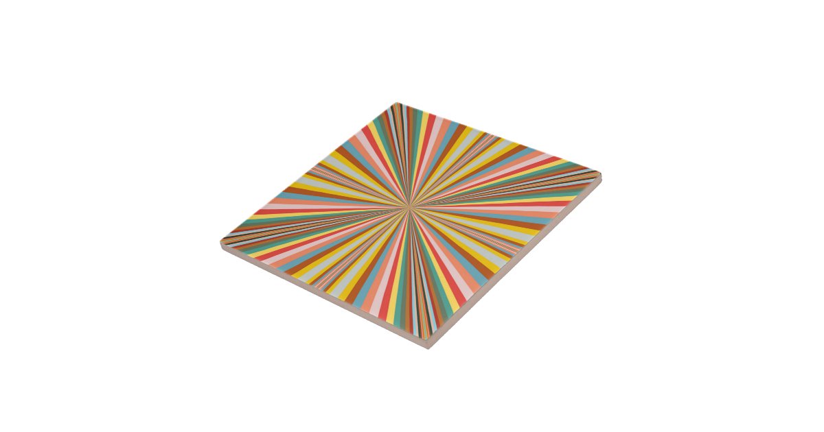 Colorful Burst Of Retro Stripes Ceramic Tile | Zazzle