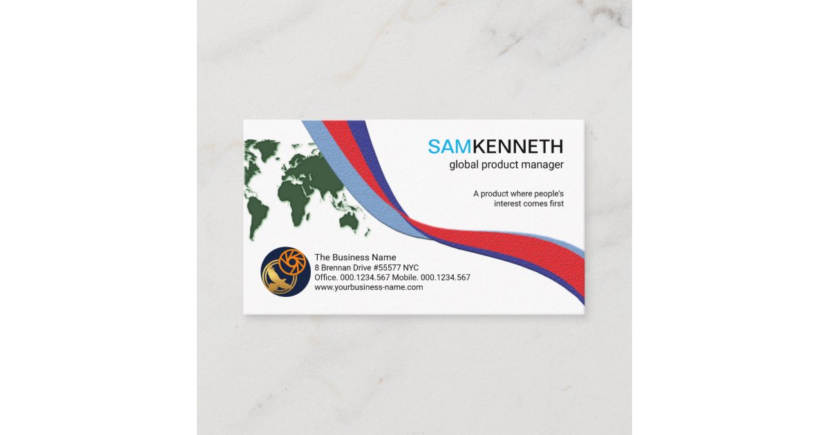 Colorful Business Wave Global International Business Card | Zazzle