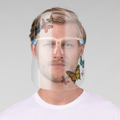 Colorful Butterflies Girly Face Shield | Zazzle