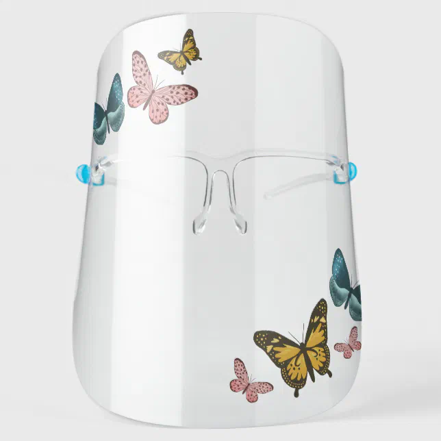 Colorful Butterflies Girly Face Shield | Zazzle
