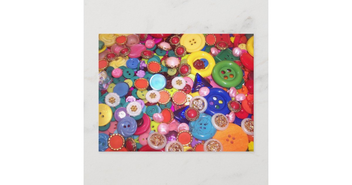 Colorful Button Collage Postcard | Zazzle