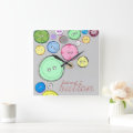 Colorful Buttons Illustration Square Wall Clock | Zazzle
