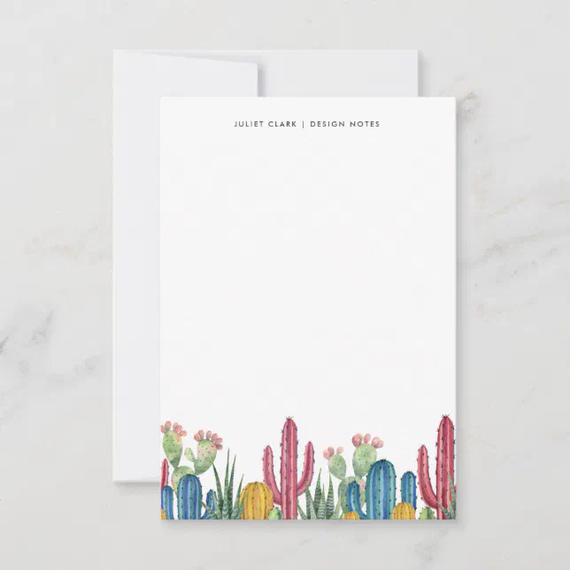 Colorful Cacti Bloom | Stationary Note Card | Zazzle