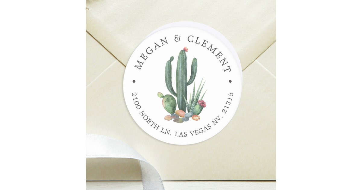 Colorful Cacti | Desert Theme | Return Address Classic Round Sticker ...