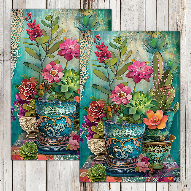 COLORFUL CACTUS AND SUCCULENTS DECOUPAGE TISSUE PAPER | Zazzle