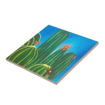 Colorful Cactus Ceramic Tile | Zazzle