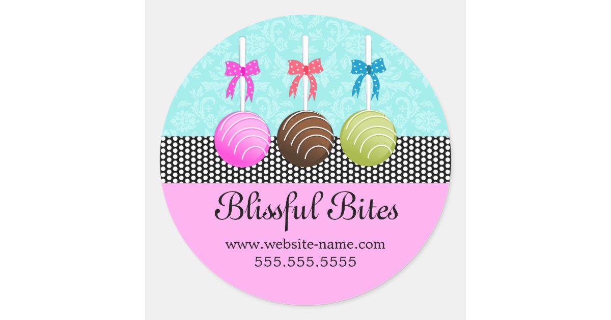 Colorful Cake Pops Damask Classic Round Sticker | Zazzle