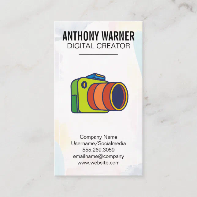 Colorful Camera Logo Business Card | Zazzle