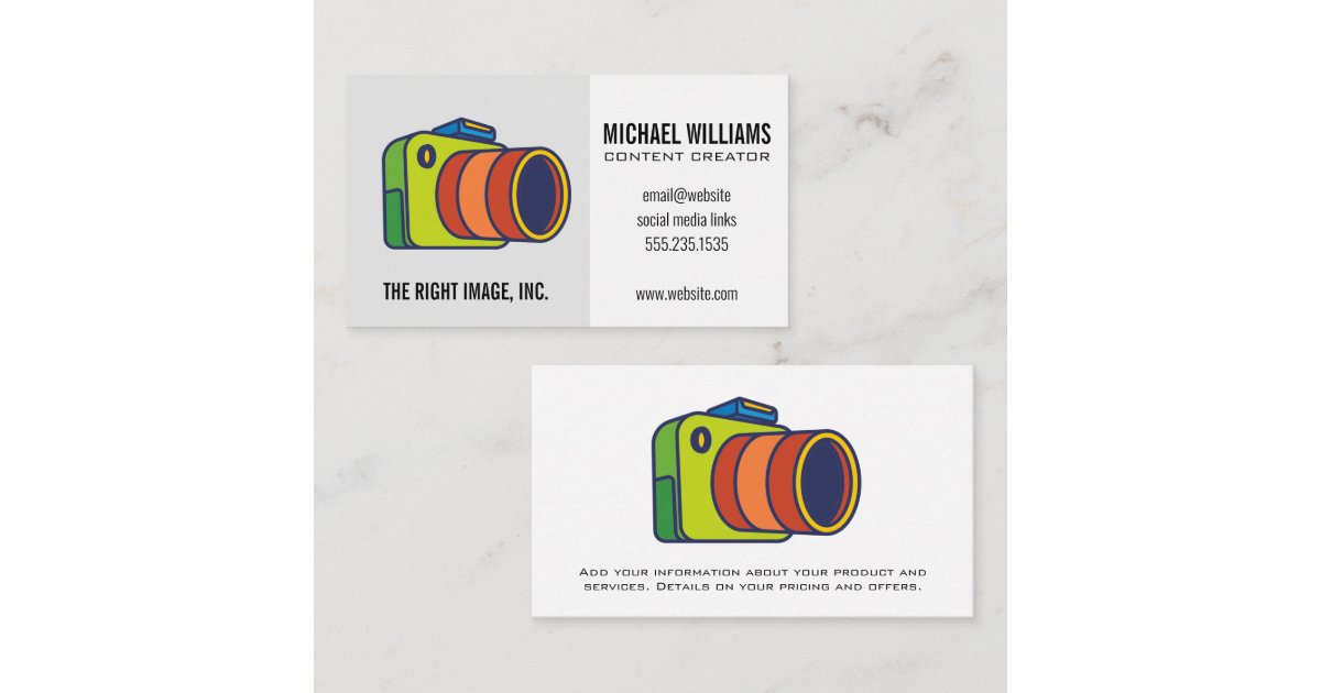 Colorful Camera Logo Business Card | Zazzle