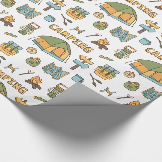 Colorful Camping Gear Pattern Wrapping Paper | Zazzle.com