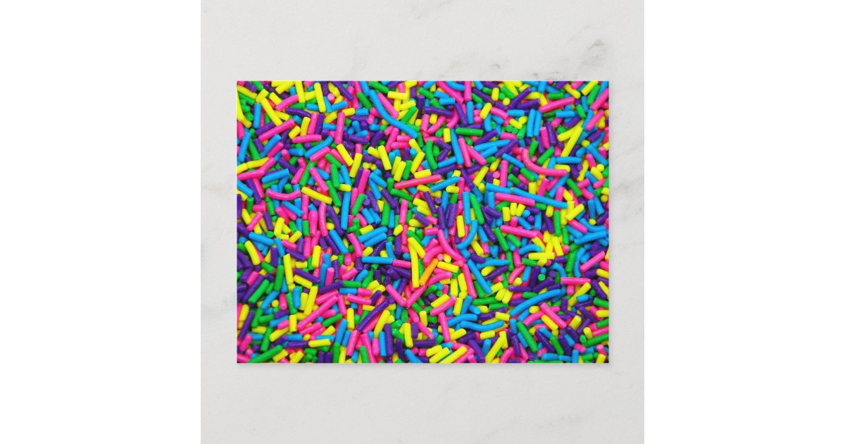 Colorful candy sprinkles print postcard | Zazzle