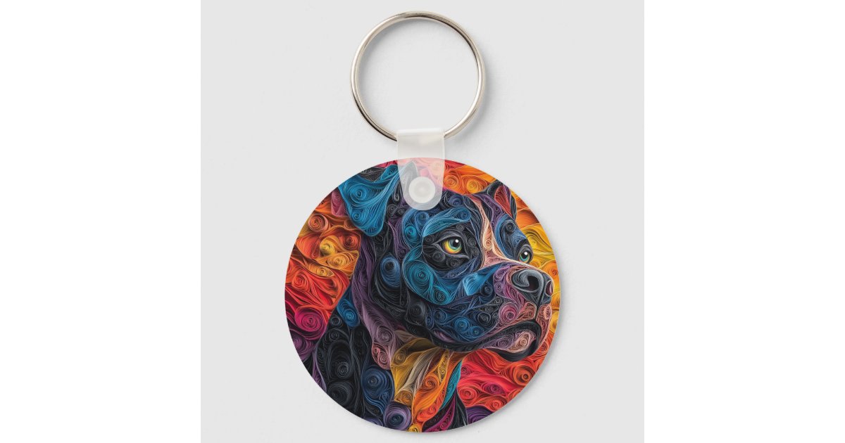 Colorful Cane Corso Dog Portrait Keychain | Zazzle