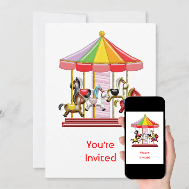 Colorful Carousel Invitation | Zazzle