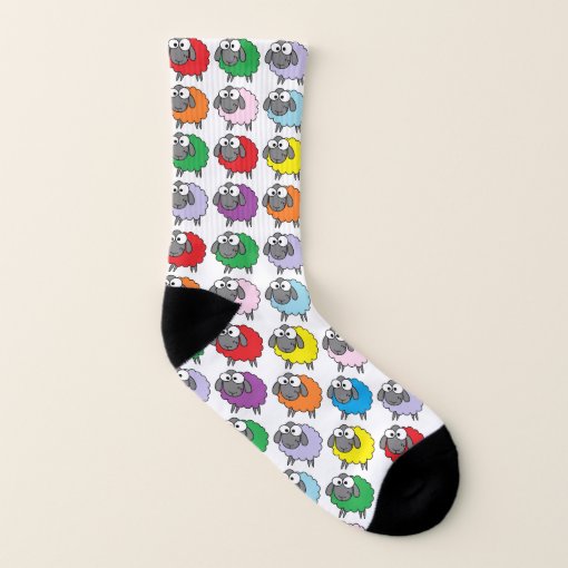 Colorful Cartoon Rainbow Sheep Socks | Zazzle