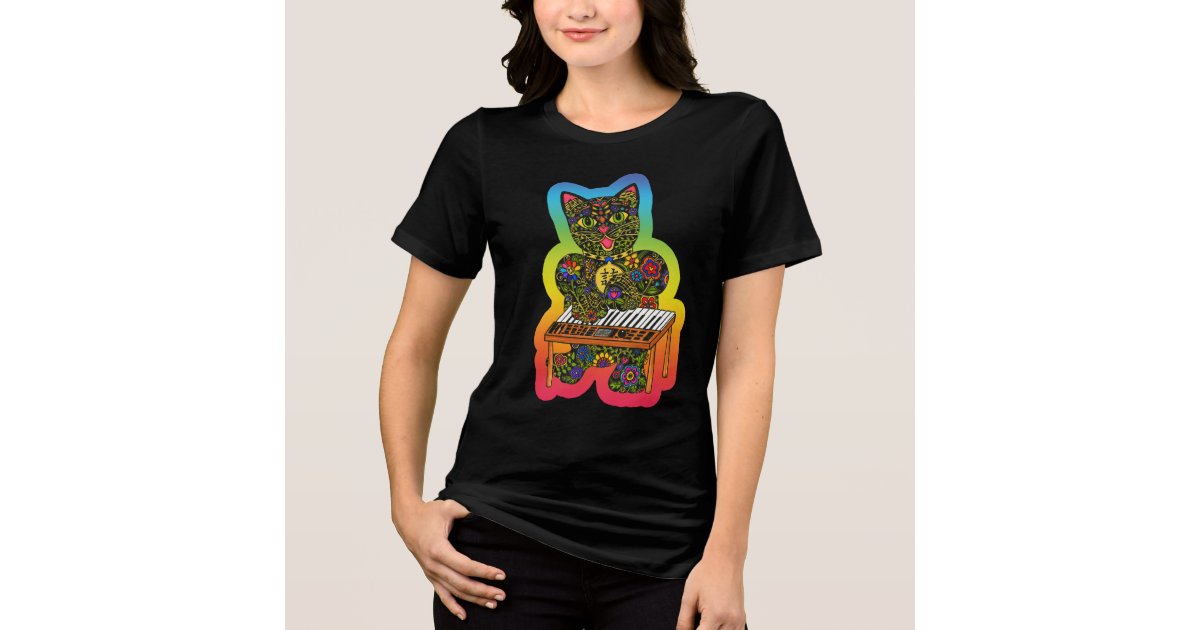 Colorful Cat Keyboard Tee – Art by Carole Bibisi, | Zazzle