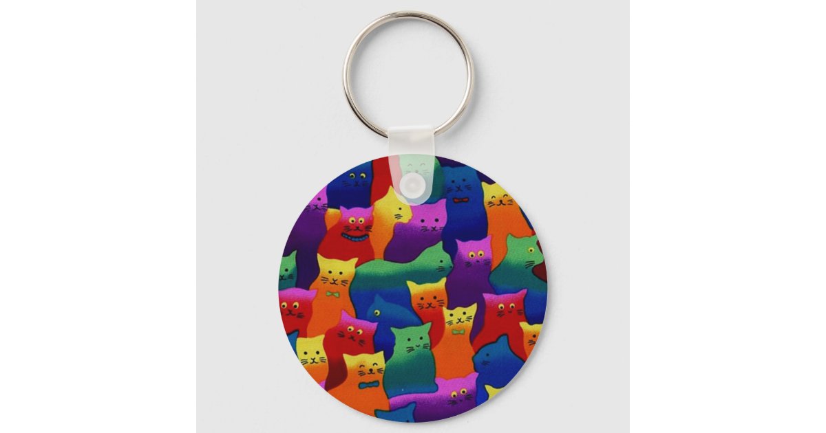 Colorful Cats Keychain | Zazzle