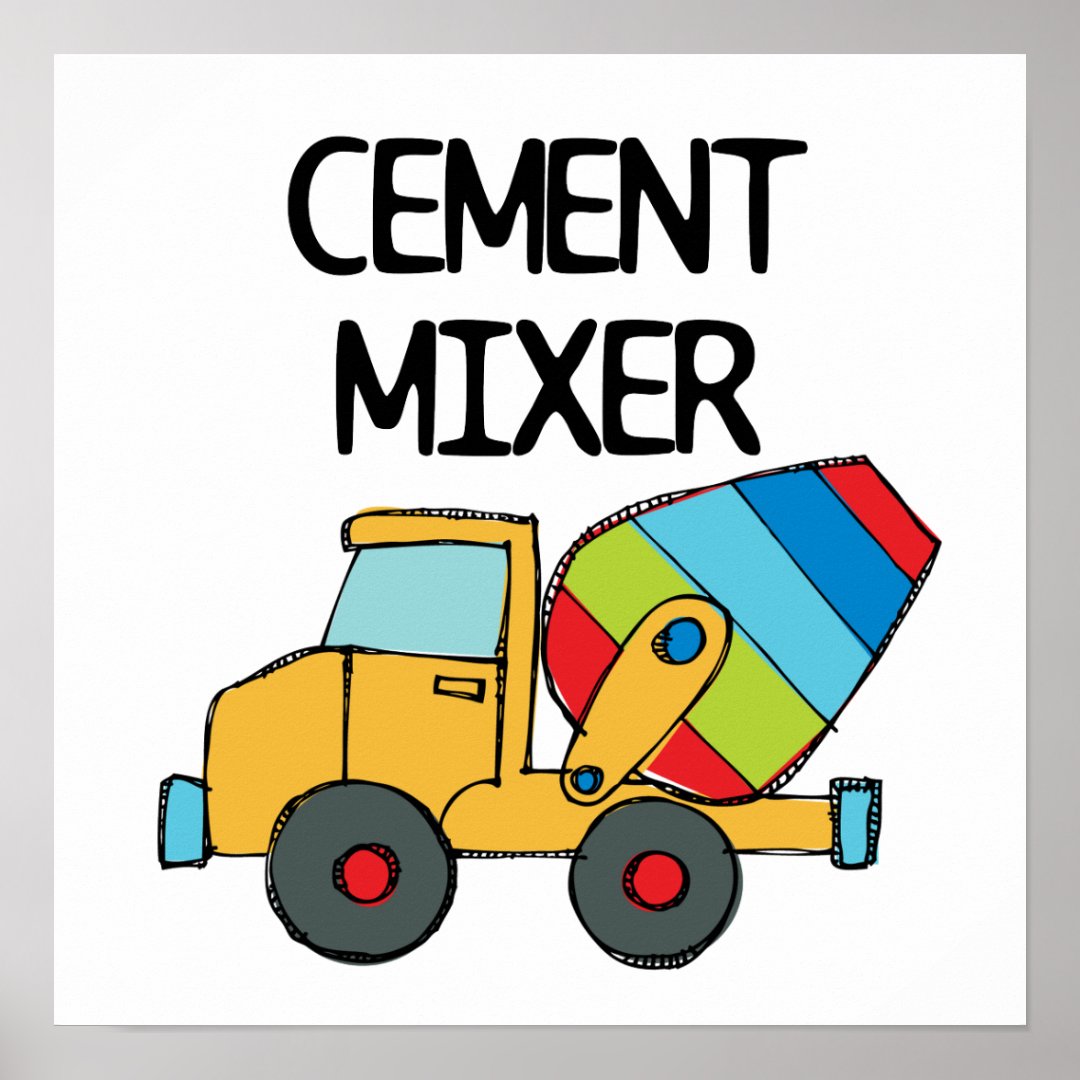 Colorful Cement Mixer Poster | Zazzle