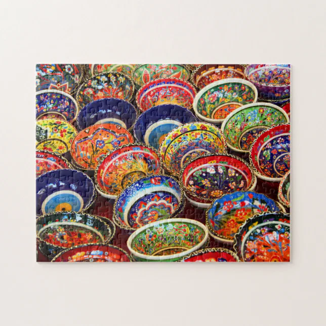 Colorful Ceramic Bowls Decorative Pottery Jigsaw Puzzle | Zazzle