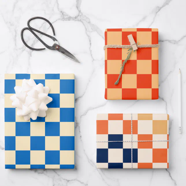 Colorful Check Checkered Checkerboard Pattern Wrapping Paper Sheets | Zazzle