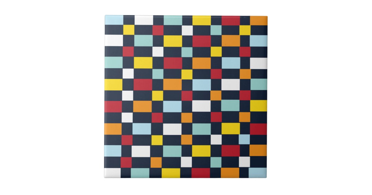 Colorful Checkerboard Pattern Ceramic Tile | Zazzle