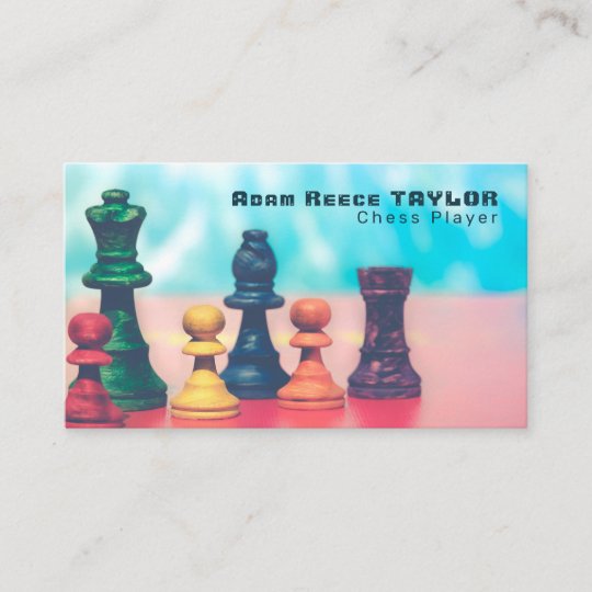 Colorful Chess Pieces, Chess Club Business Card | Zazzle.com