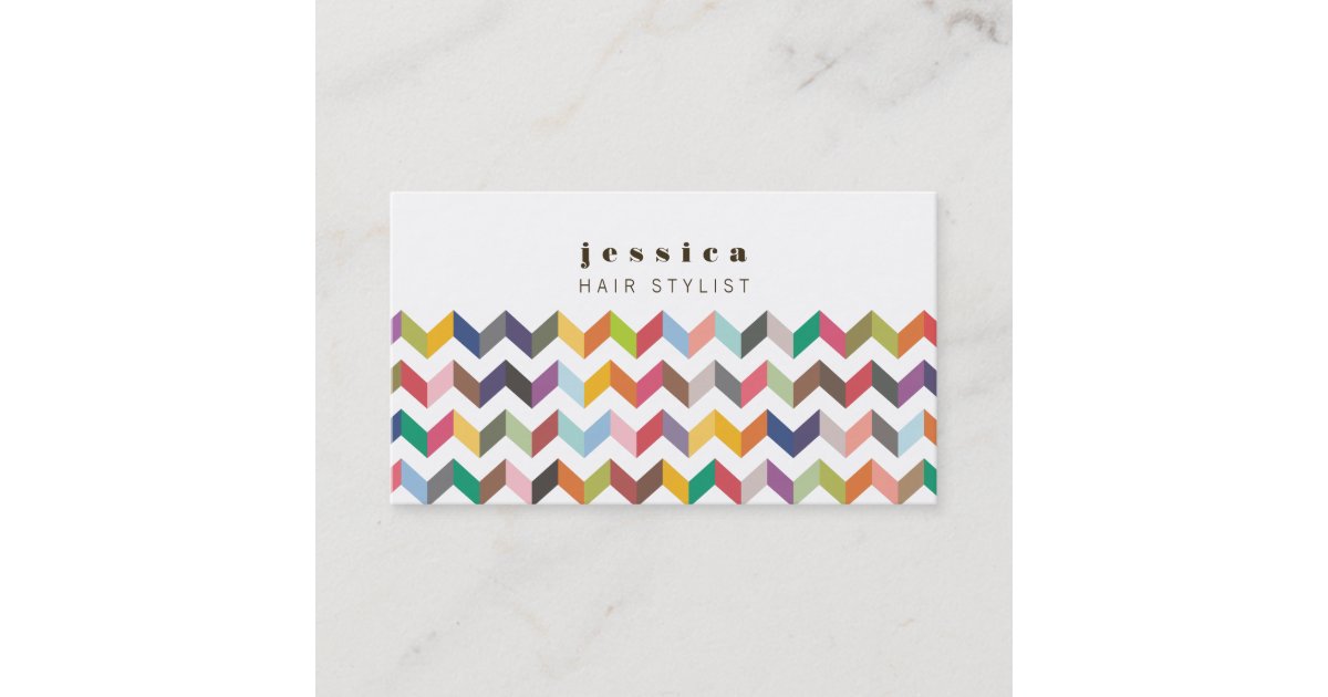 Colorful Chevron Arrows Pattern Hair Stylist Card | Zazzle