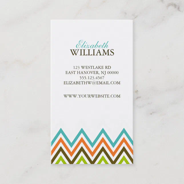 Colorful Chevron Stripes Business Card | Zazzle
