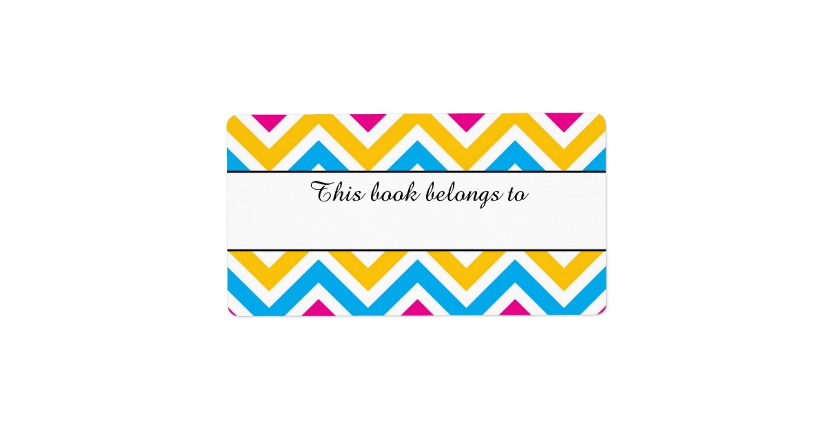 Colorful Chevron "This Book Belongs To" Labels | Zazzle