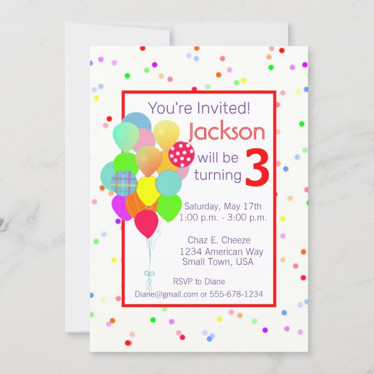 Colorful Children’s Birthday Party Invitation | Zazzle