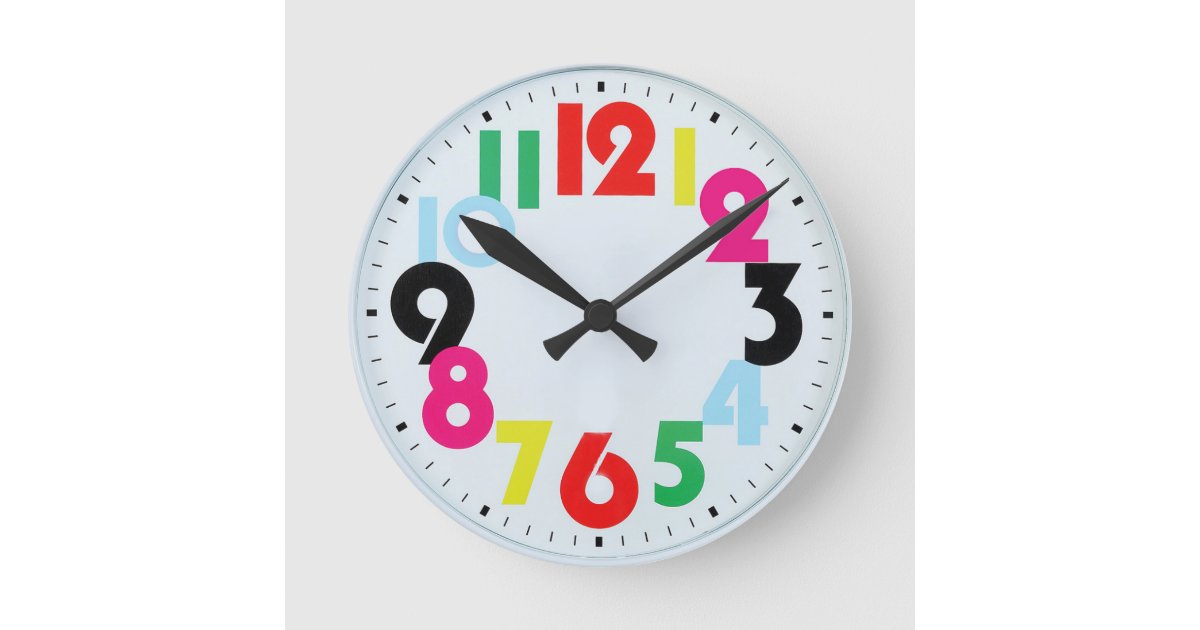 colorful child's wall clock | Zazzle