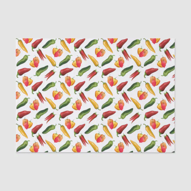 Colorful Chili peppers Tissue Paper | Zazzle