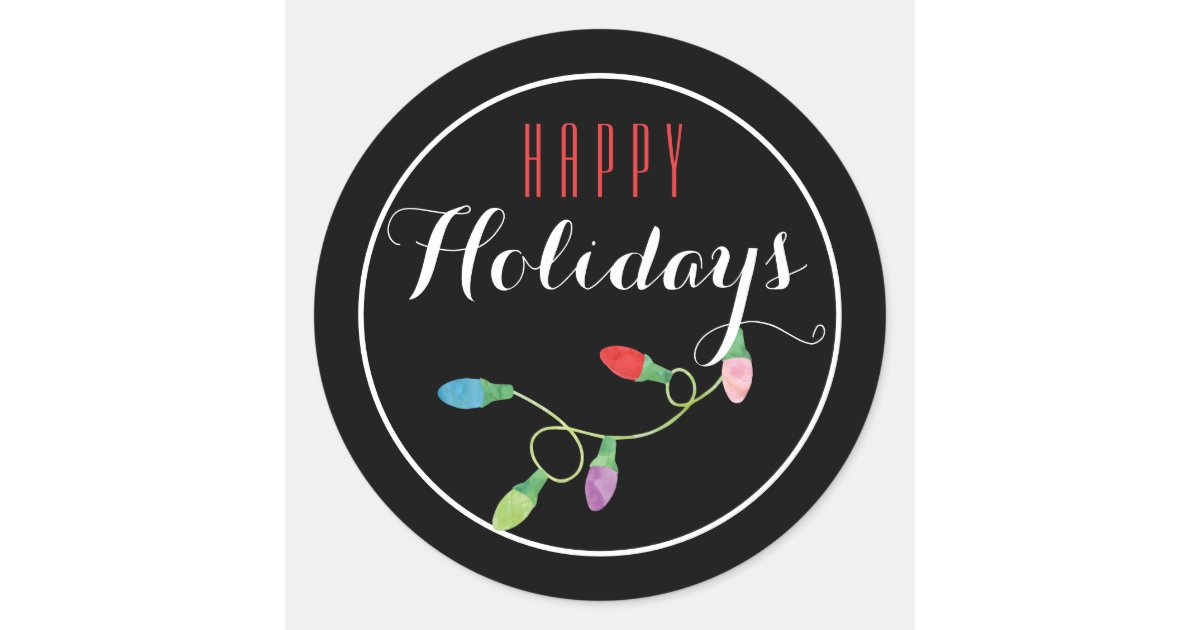 Colorful Christmas Light Happy Holiday Classic Round Sticker | Zazzle