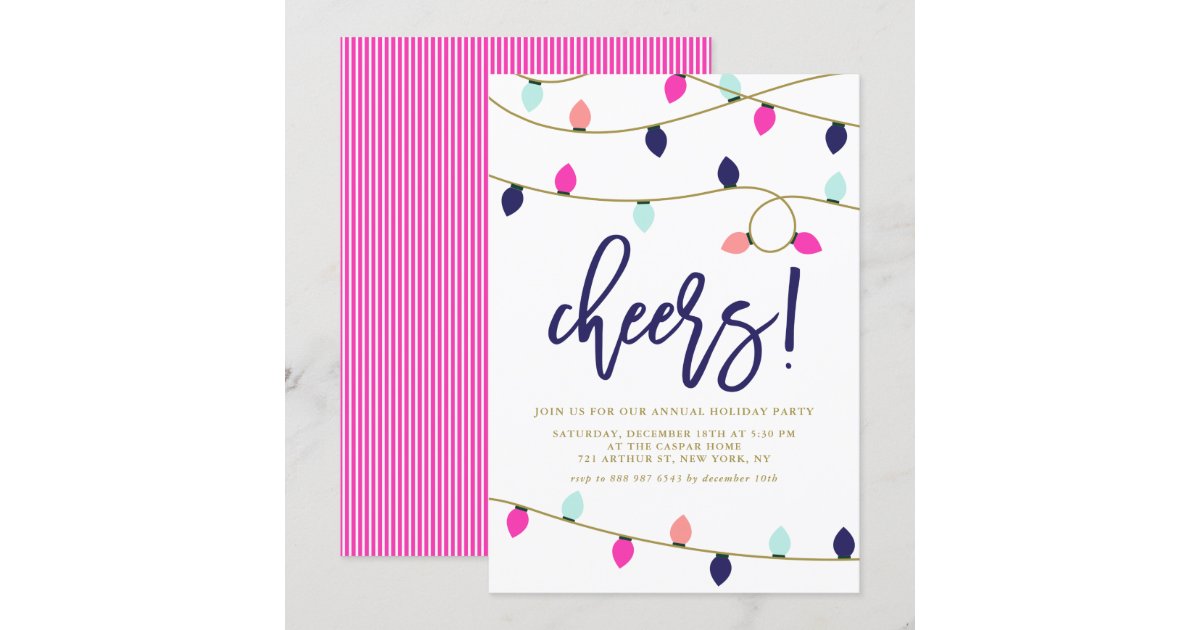 Colorful Christmas Lights Holiday Party Invitation | Zazzle