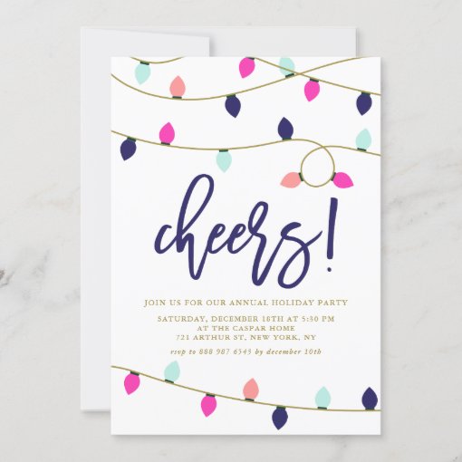 Colorful Christmas Lights Holiday Party Invitation | Zazzle