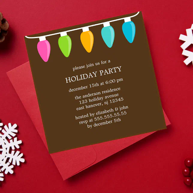 Colorful Christmas Lights Invitation | Zazzle