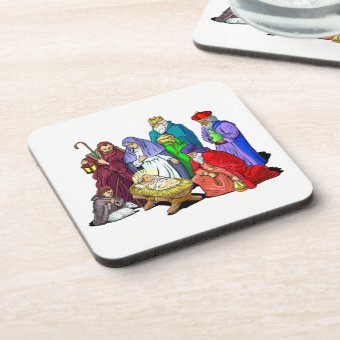 Colorful Christmas Nativity Scene Coaster | Zazzle